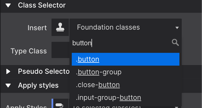 Styles Pane - Selectors